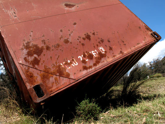 fallen temple freight shipping container art