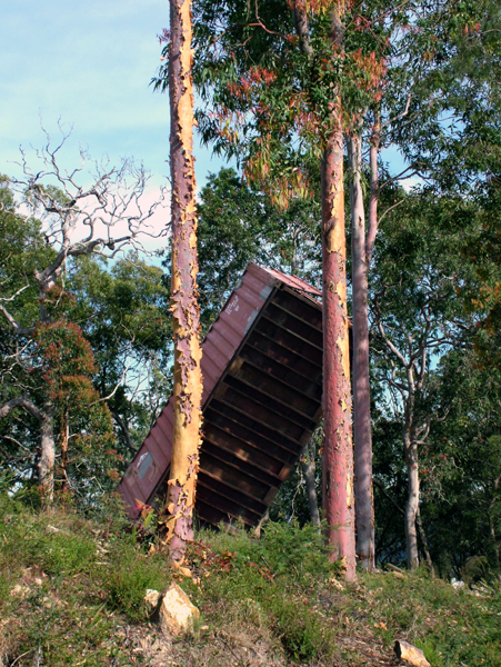 fallen temple freight shipping container art