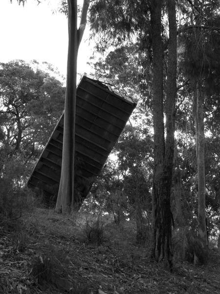 fallen temple freight shipping container art